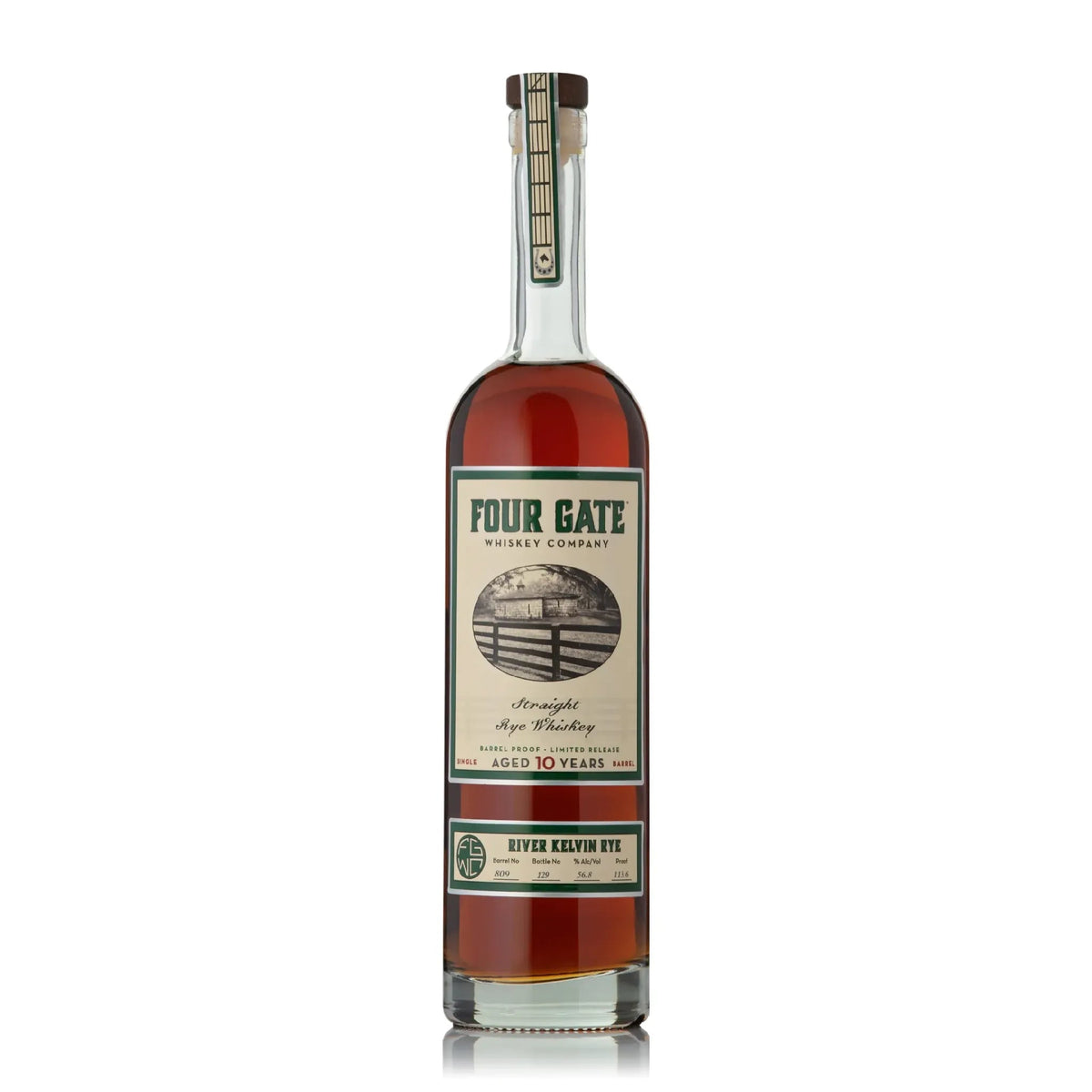 Four Gate Single Barrel River Kelvin Rye 10 Year Whiskey